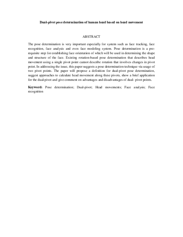 (PDF) Dual-Pivot Pose Determination of Human Head Based on Head Movement