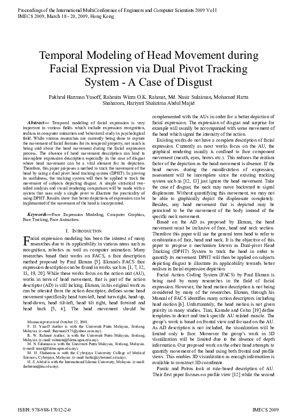 (PDF) Temporal Modeling of Head Movement during Facial Expression via Dual Pivot Tracking System ...