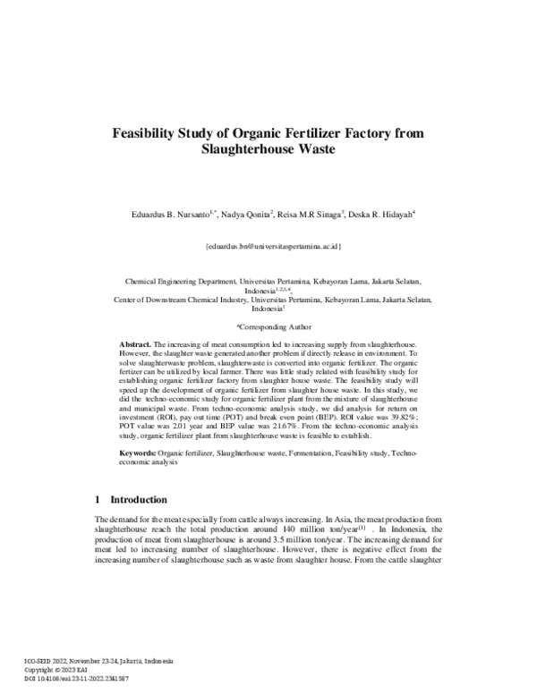 (PDF) Feasibility Study of Organic Fertilizer Factory from ...