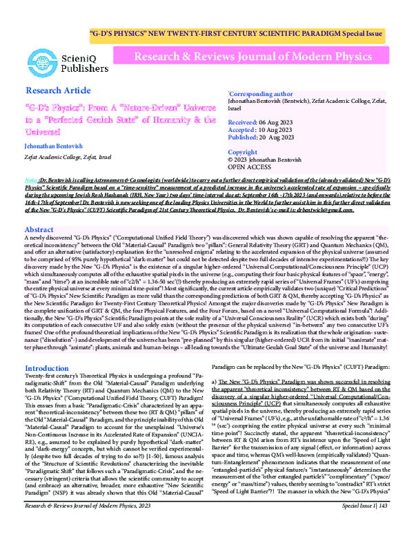 (PDF) G-D's Physics": From A "Nature-Driven" Universe to a "Perfected ...