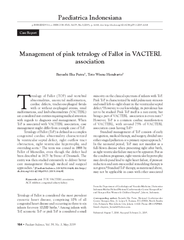 (PDF) Case report discussion of management of pink tetralogy of Fallot ...