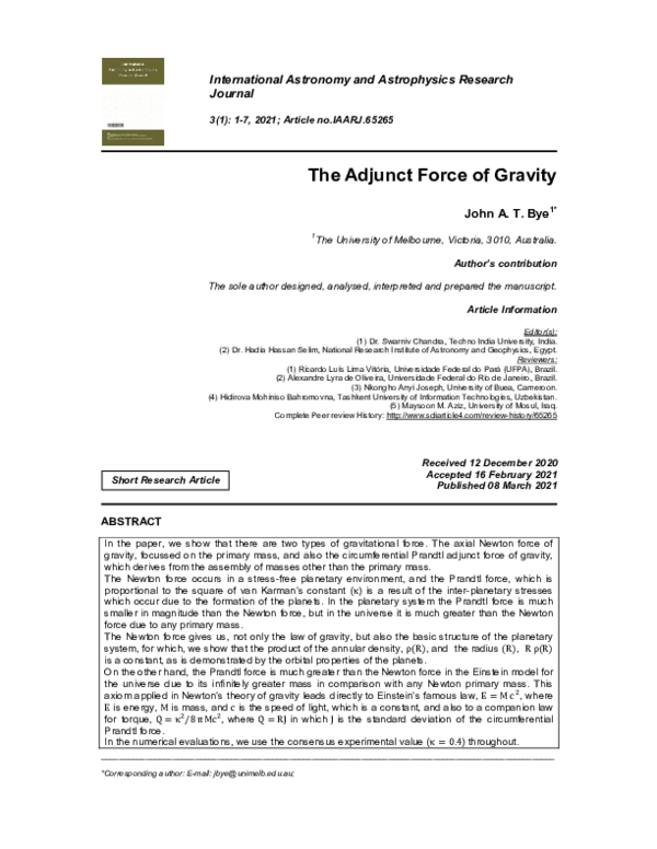 (PDF) The Adjunct Force of Gravity