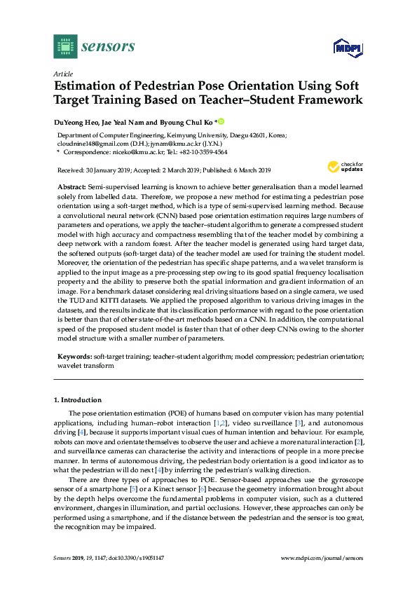 (PDF) Estimation of Pedestrian Pose Orientation Using Soft Target ...