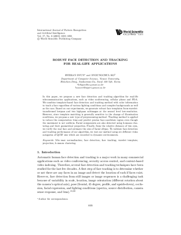 Pdf Robust Face Detection And Tracking For Real Life Applications