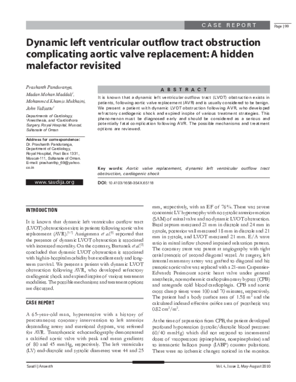 (PDF) Dynamic left ventricular outflow tract obstruction complicating ...