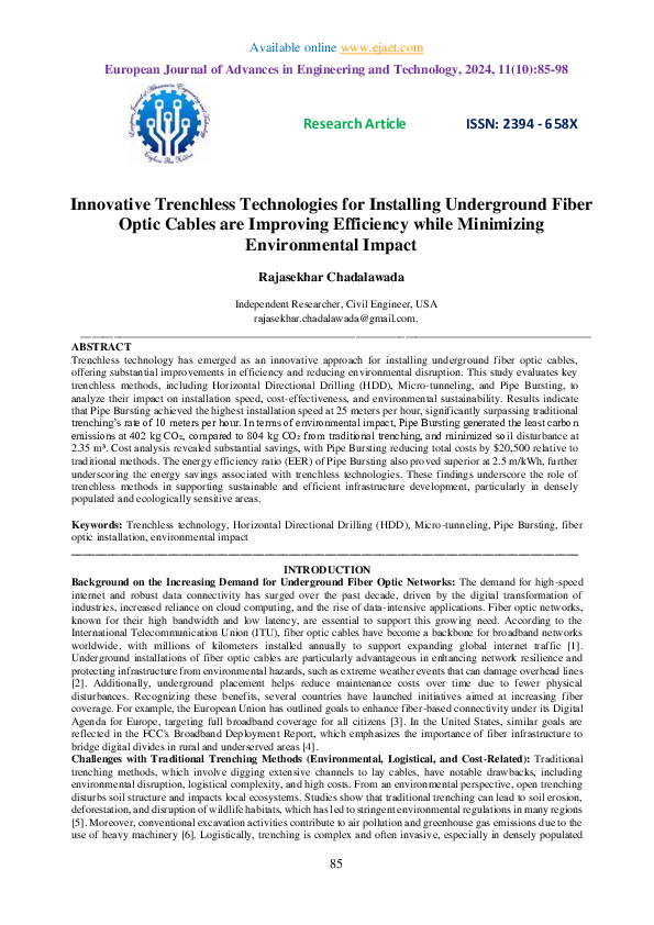 (PDF) Trenchless Technologies 2024 EJAET