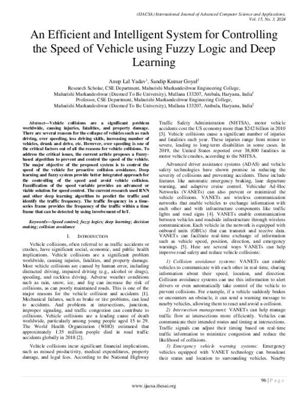(PDF) An Efficient and Intelligent System for Controlling the Speed of Vehicle using Fuzzy Logic ...