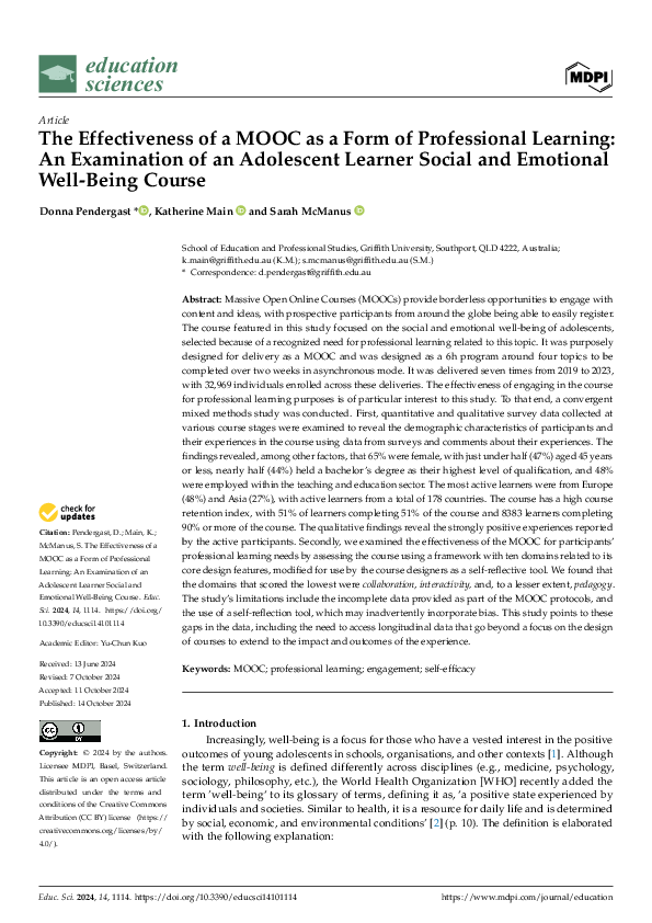 (PDF) The Effectiveness of a MOOC as a Form of Professional Learning ...