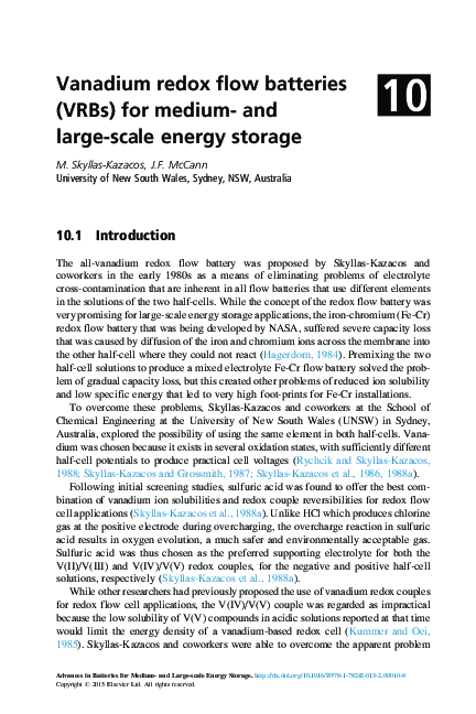 (PDF) Vanadium redox flow batteries (VRBs) for medium-and large-scale ...