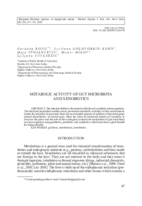 (PDF) Metabolic activity of gut microbiota and xenobiotics