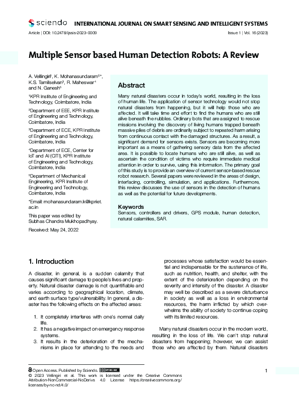 (PDF) Multiple Sensor based Human Detection Robots: A Review