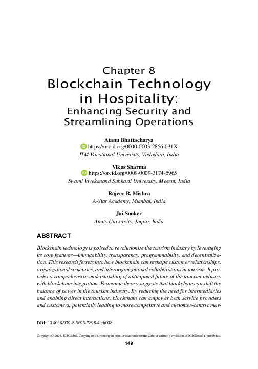 (PDF) Blockchain Technology in Hospitality: Enhancing Security and Streamlining Operations