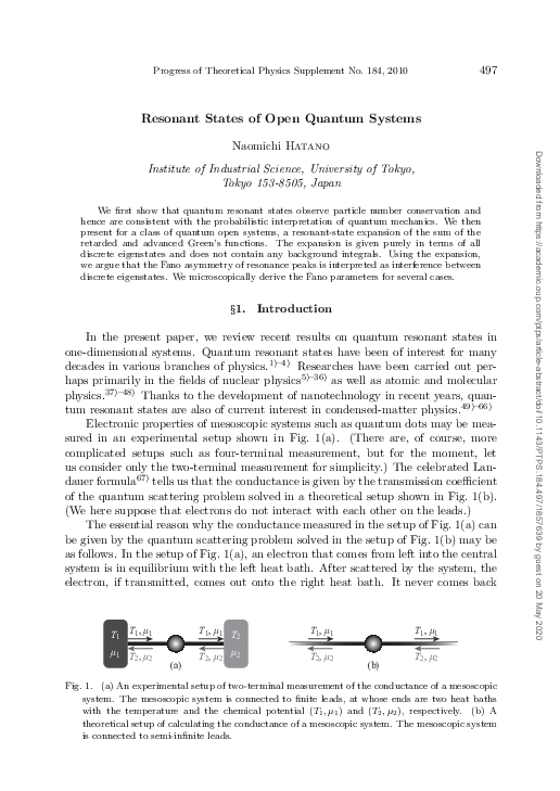 (PDF) Resonant States of Open Quantum Systems