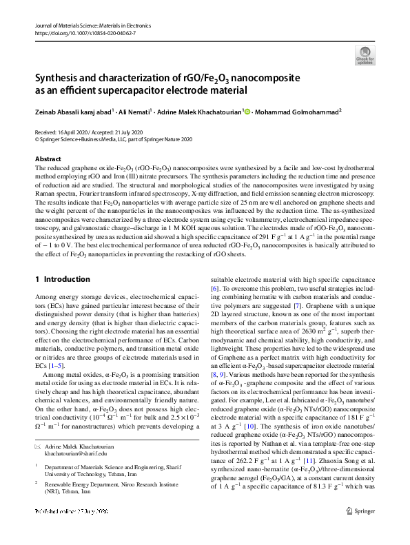 (PDF) Synthesis and characterization of rGO/Fe2O3 nanocomposite as an ...