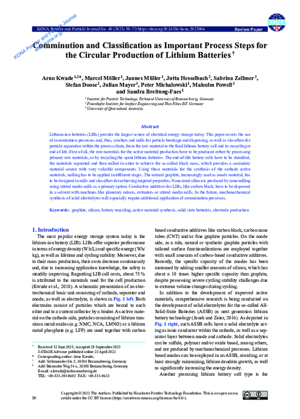 (PDF) Comminution and Classification as Important Process Steps for the ...