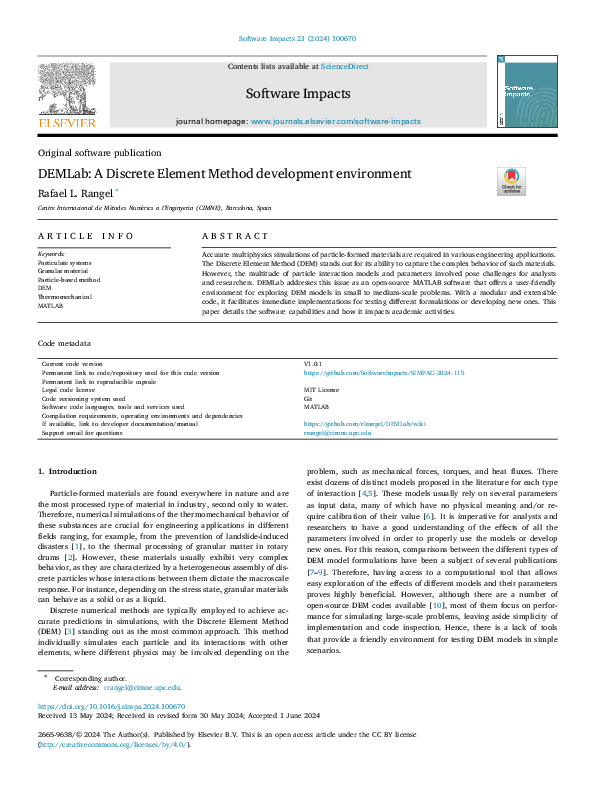 (PDF) DEMLab: A Discrete Element Method development environment