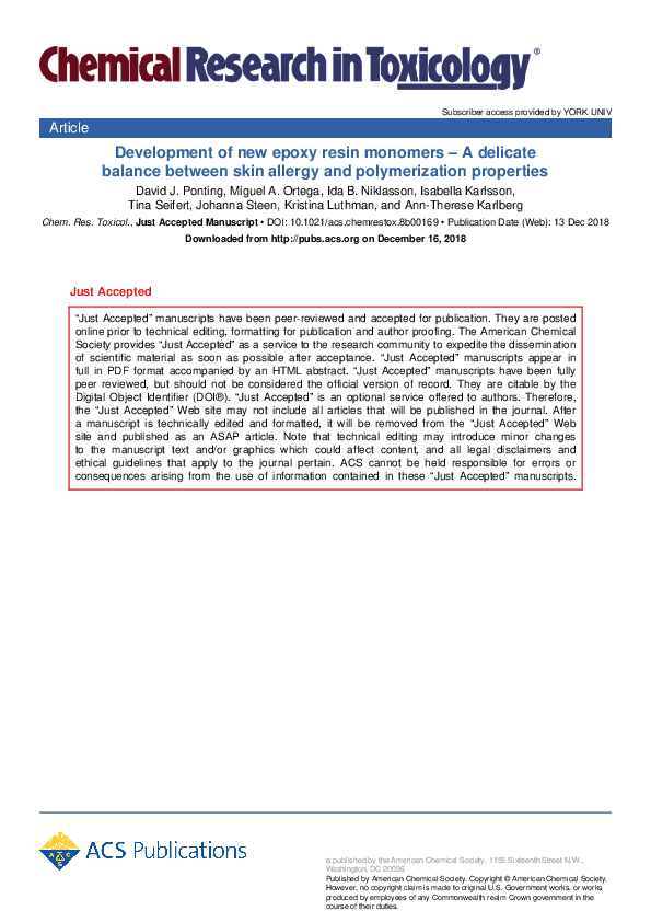 (PDF) Development of New Epoxy Resin Monomers – A Delicate Balance ...