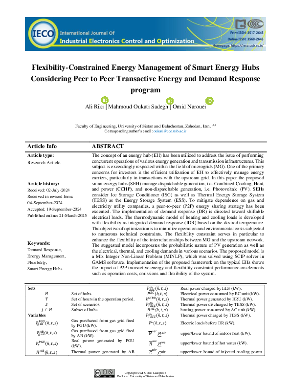 (PDF) Flexibility-Constrained Energy Management of Smart Energy Hubs Considering Peer to Peer ...