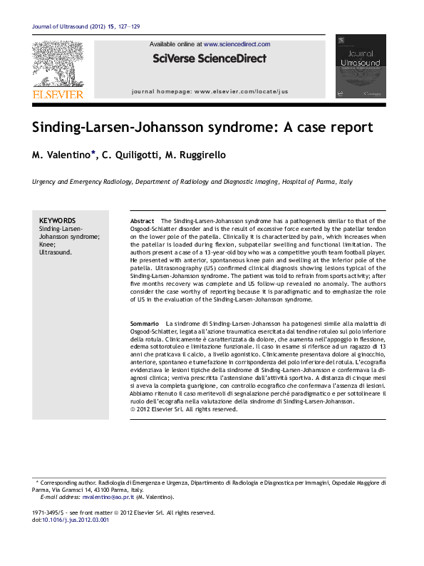 (PDF) Sinding-Larsen-Johansson syndrome: A case report