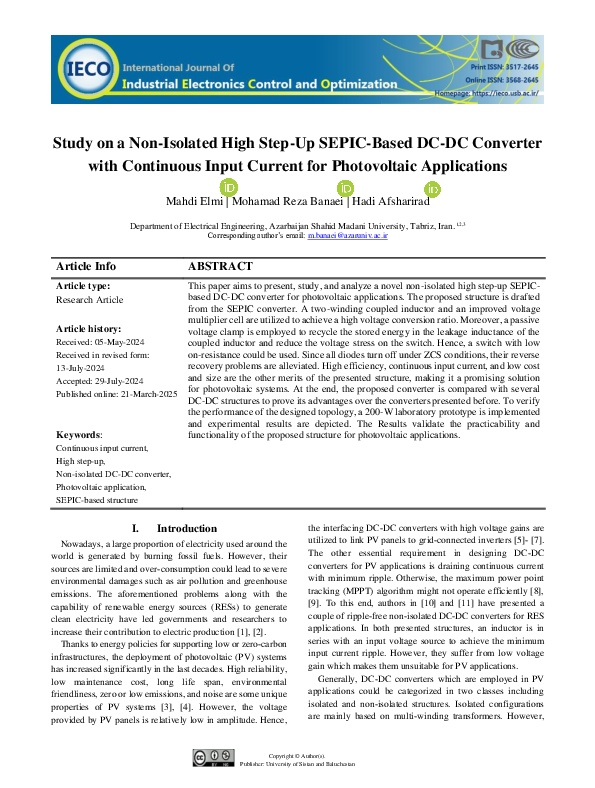 (PDF) Study on a Non-Isolated High Step-Up SEPIC-Based DC-DC Converter with Continuous Input ...