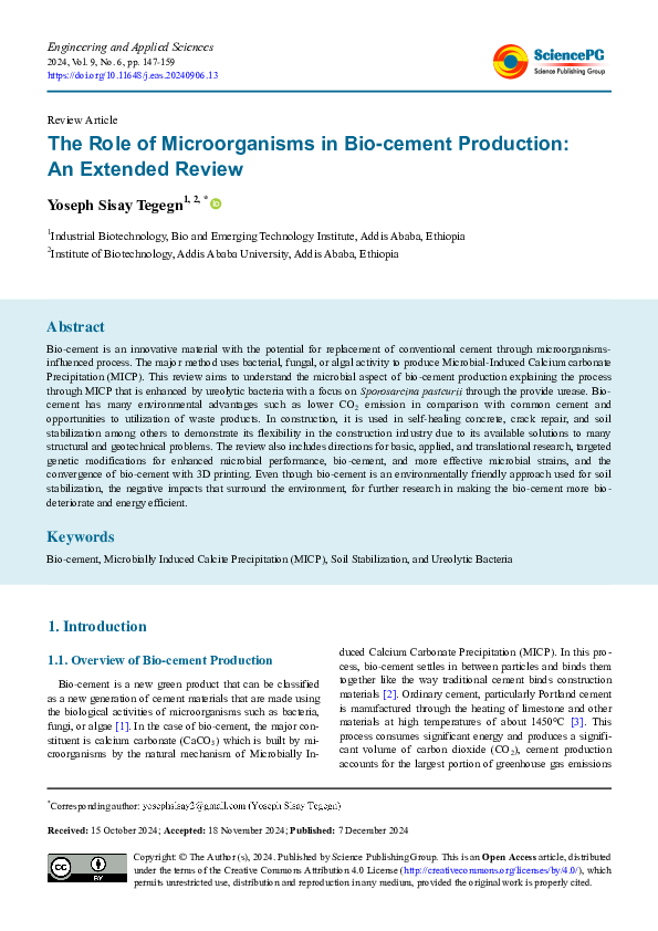 (PDF) The Role of Microorganisms in Bio-cement Production: An Extended ...