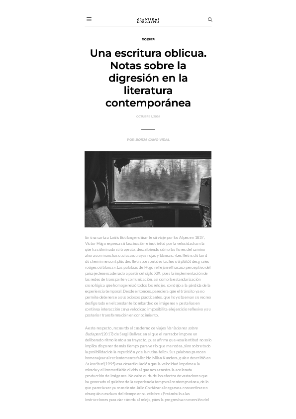 (PDF) Una escritura oblicua. Notas sobre la digresión en la literatura ...