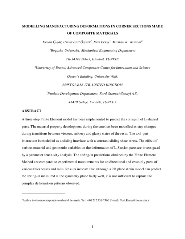 (PDF) Modelling manufacturing deformations in corner sections made of composite materials