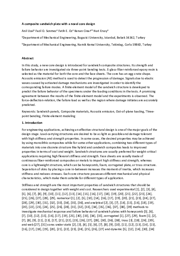 (PDF) A composite sandwich plate with a novel core design