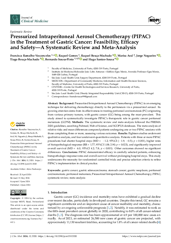 (PDF) Pressurized Intraperitoneal Aerosol Chemotherapy (PIPAC) in the ...