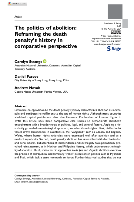 (PDF) The politics of abolition: Reframing the death penalty's history ...
