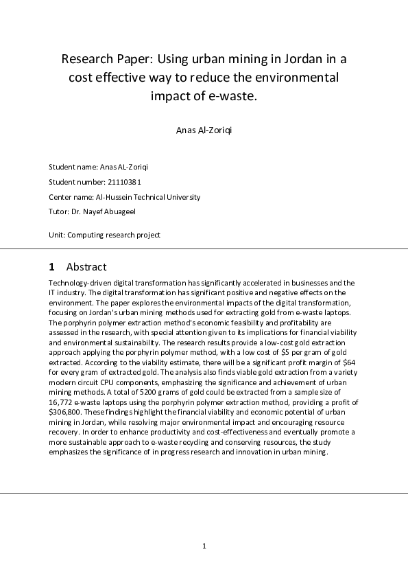 (PDF) Using urban mining in Jordan in a cost effective way to reduce the environmental impact of ...
