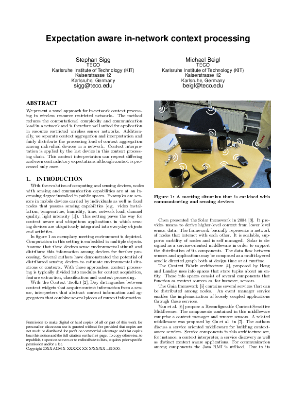 (PDF) Expectation aware in-network context processing