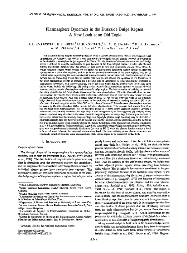 (PDF) Plasmasphere dynamics in the duskside bulge region: A new look at ...