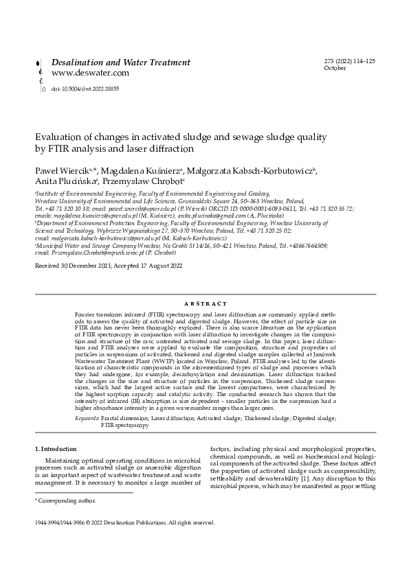 (PDF) Evaluation of changes in activated sludge and sewage sludge ... (PDF) Evaluation of changes in activated sludge and sewage sludge ...