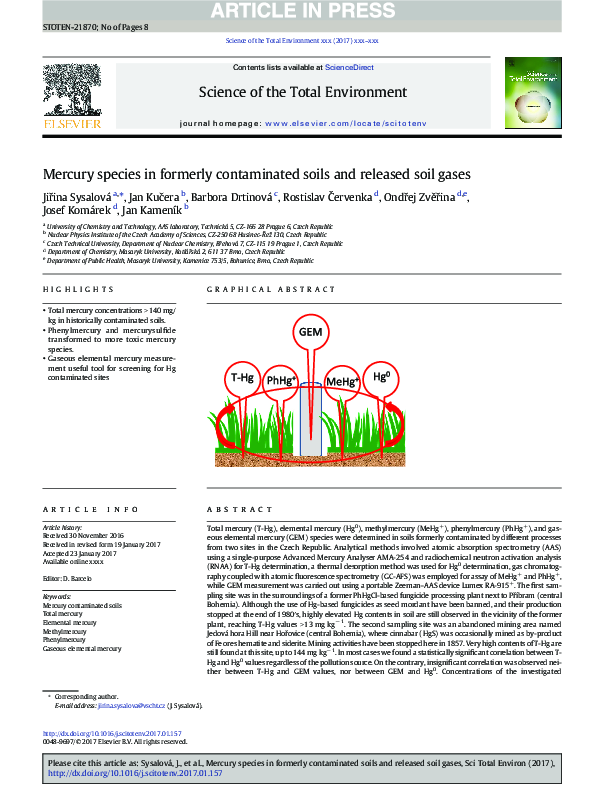 (PDF) Mercury species in formerly contaminated soils and released soil gases