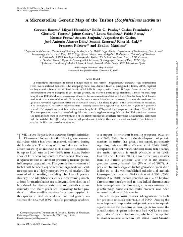 (PDF) A Microsatellite Genetic Map of the Turbot (Scophthalmus maximus ...