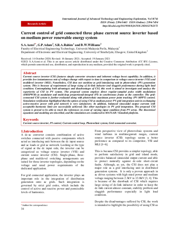 (PDF) Current control of grid connected three phase current source ...