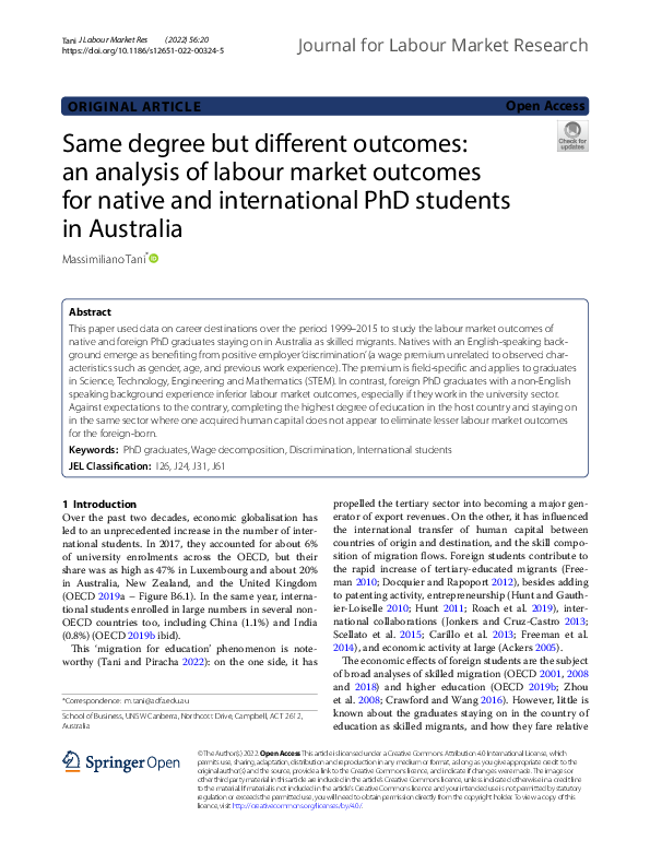 (PDF) Same degree but different outcomes: an analysis of labour market ...