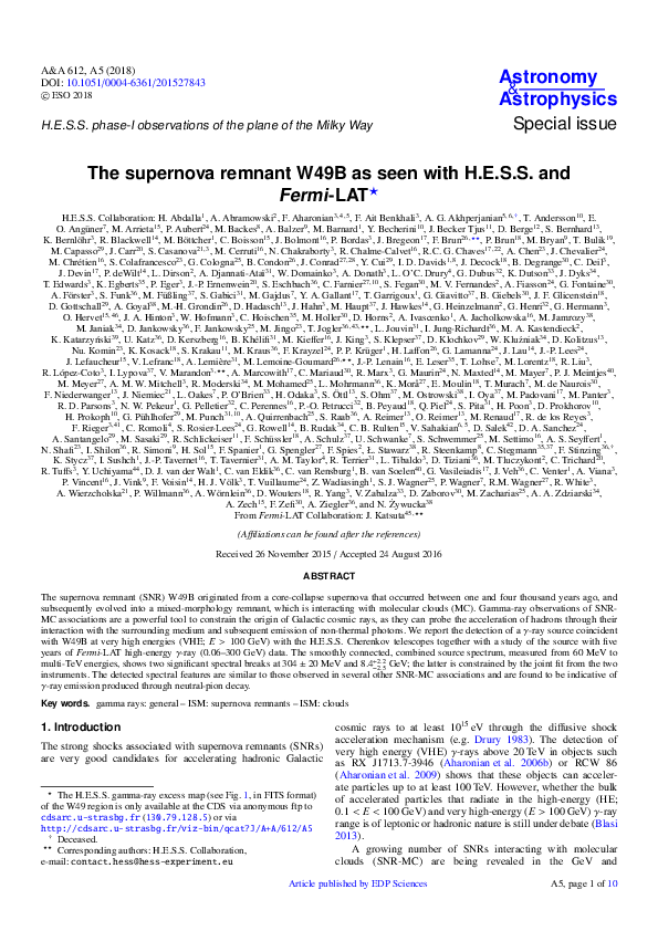 (PDF) The supernova remnant W49B as seen with H.E.S.S. and Fermi-LAT | Emmanuel Moulin ...