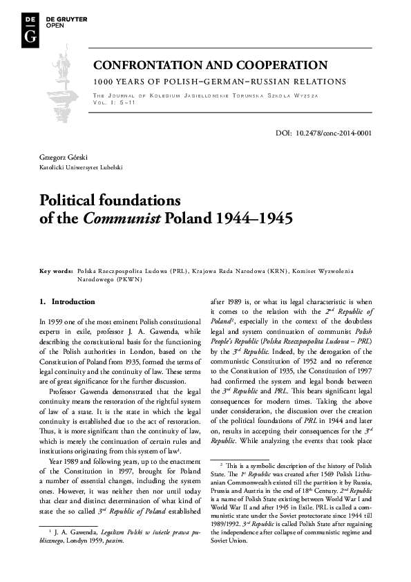 (PDF) Political Foundations of the Communist Poland 1944-1945