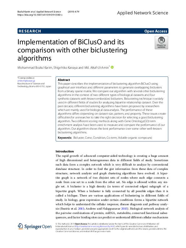 (PDF) Implementation of BiClusO and its comparison with other biclustering algorithms