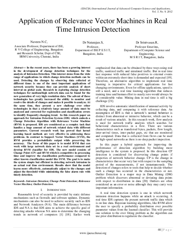 (PDF) Application of Relevance Vector Machines in Real Time Intrusion Detection