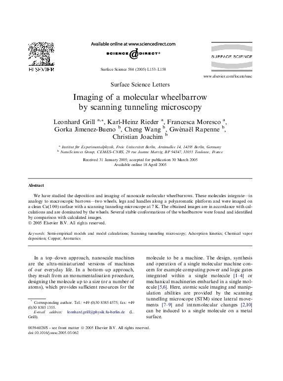 (PDF) Surface Science Letters Imaging of a molecular wheelbarrow by scanning tunneling ...