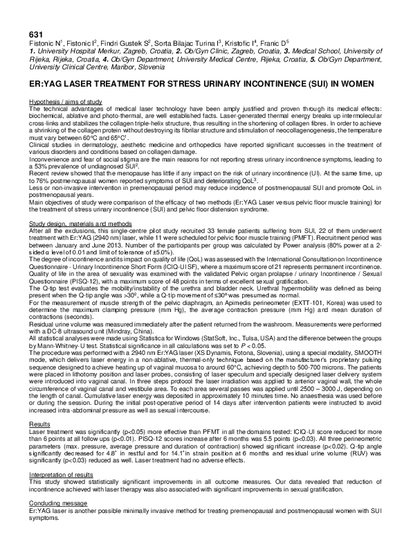 (PDF) ER:YAG laser treatment for stress urinary incontinence (SUI) in women