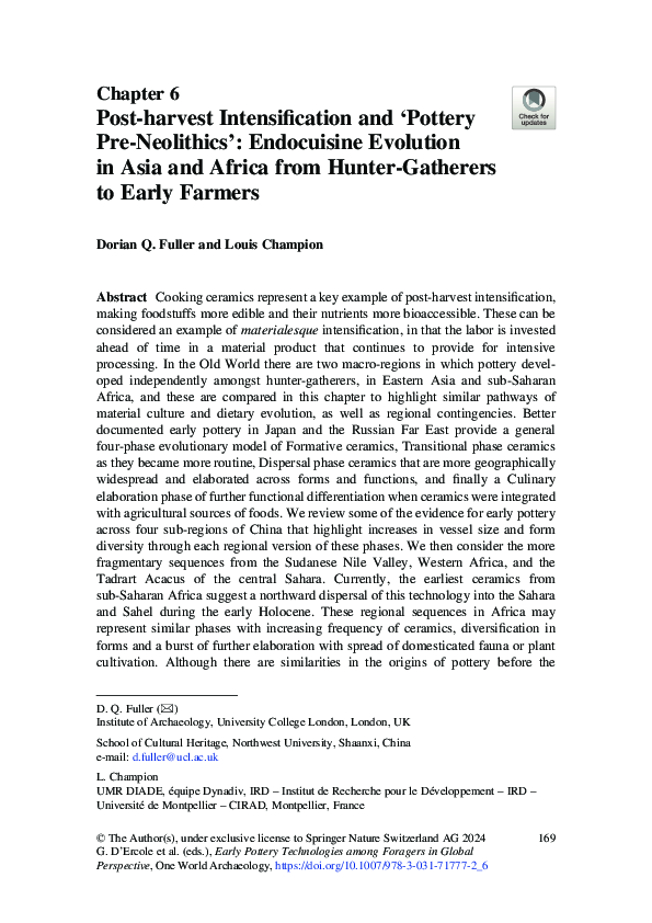 (PDF) Post-harvest Intensification and 'Pottery Pre-Neolithics ...