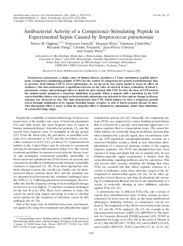 (PDF) Antibacterial Activity of a Competence-Stimulating Peptide in ...