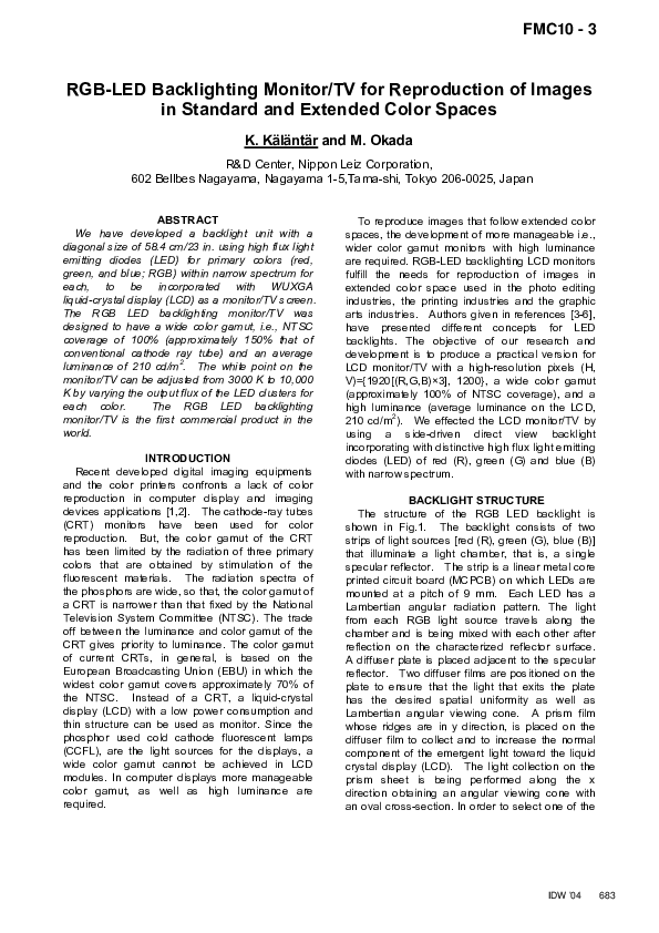 (PDF) RGB-LED Backlighting Monitor/TV for Reproduction of Images in ...
