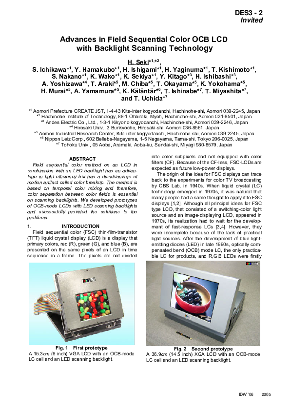 (PDF) Advances in Field Sequential Color OCB LCD with Backlight ...