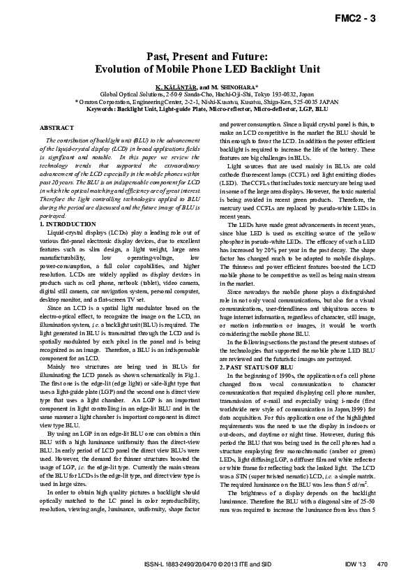 (PDF) Past, present and future: Evolution of mobile phone LED backlight ...