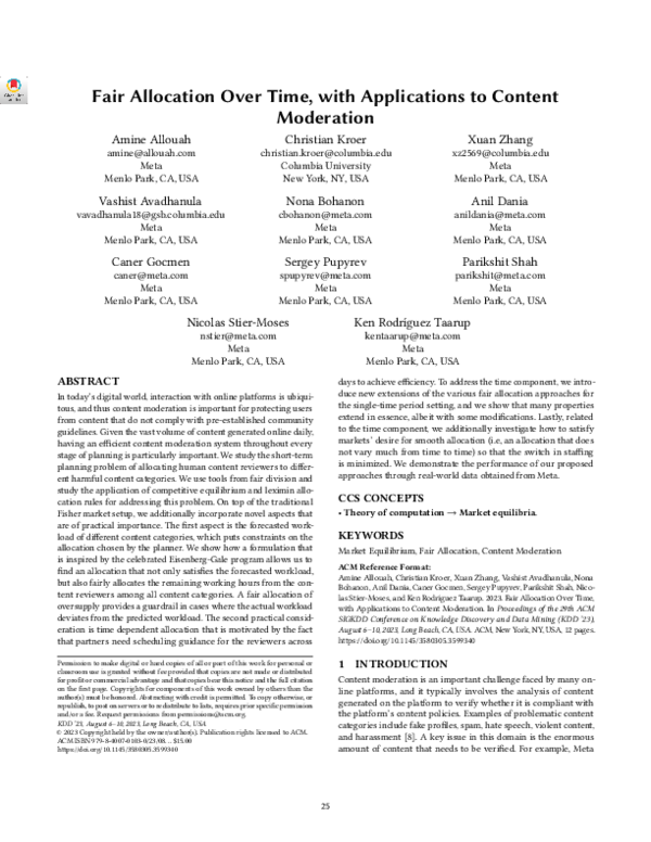 (PDF) Fair Allocation Over Time, with Applications to Content Moderation | Ken Rodríguez Taarup ...